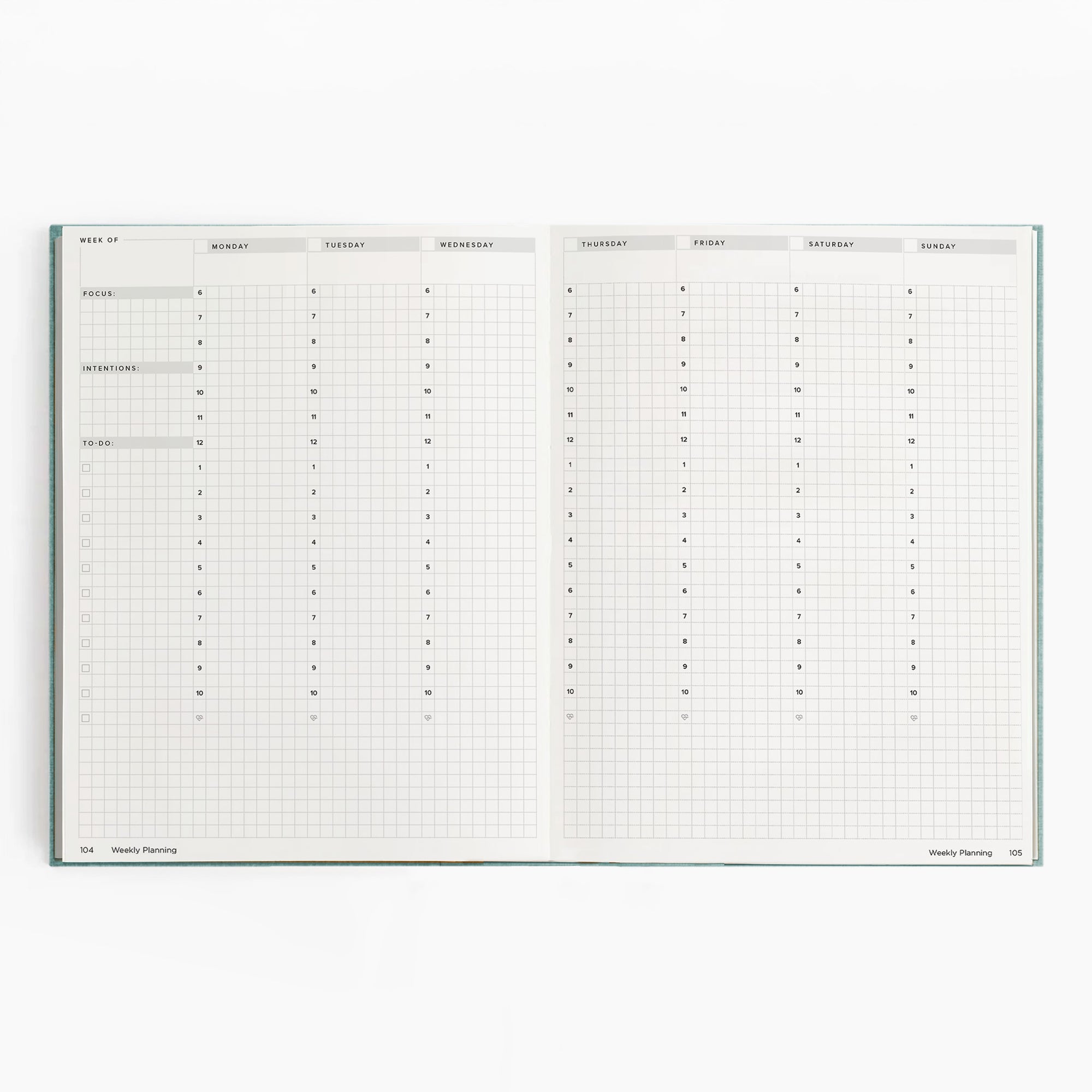 Undated Vertical Weekly Planner (12-Month, Cloth Flex, 120gsm)
