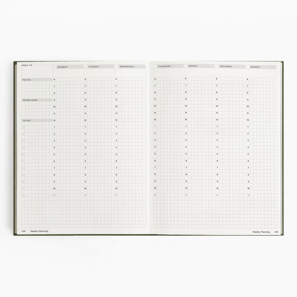 Undated Vertical Weekly Planner - Cloth Flex | Hemlock & Oak