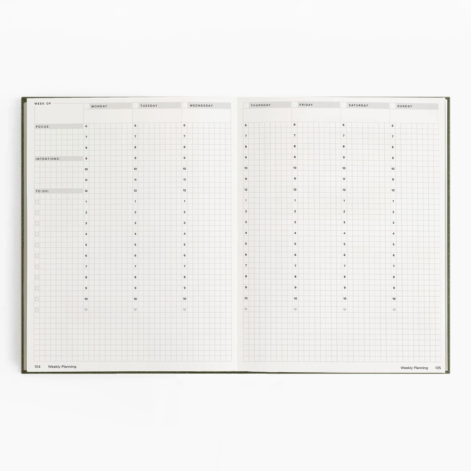 Undated Vertical Weekly Planner (12-Month, Cloth Flex, 120gsm)