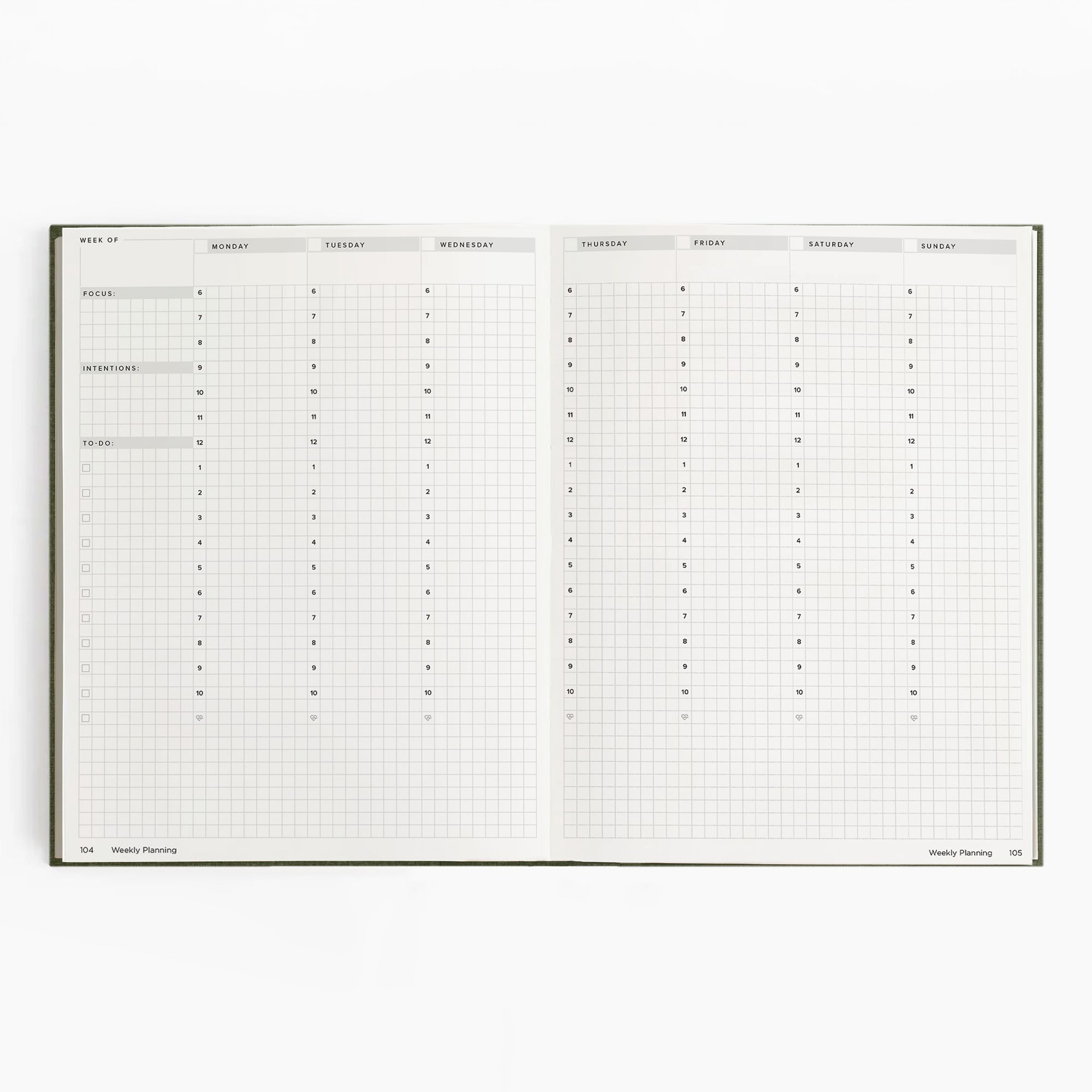 Undated Vertical Weekly Planner - Cloth Flex | Hemlock & Oak