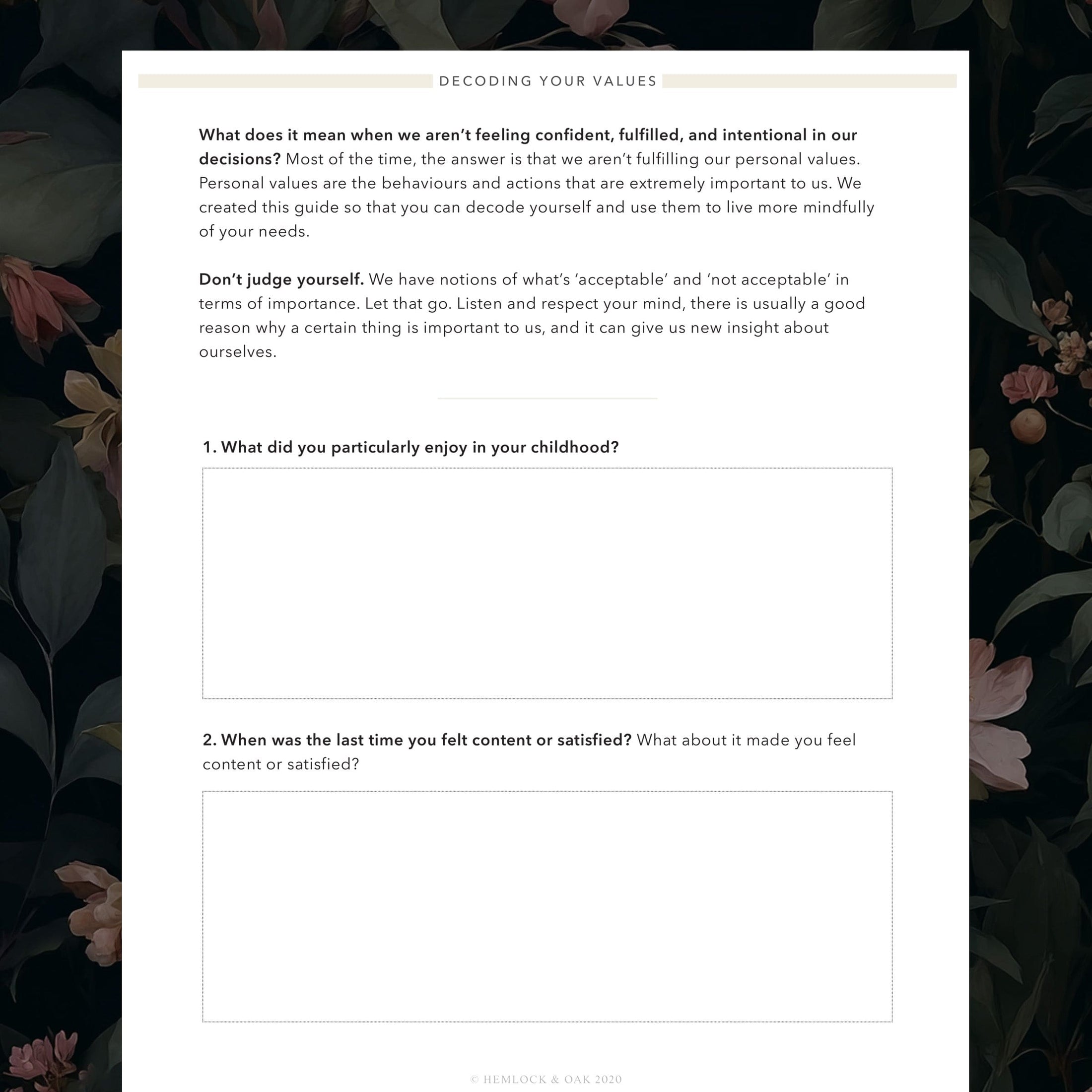 Free Printable Personal Values List