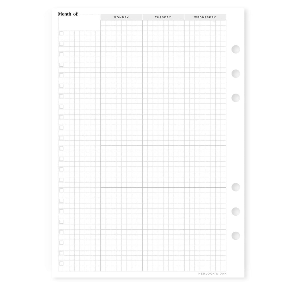 Undated Monthly Calendars Inserts